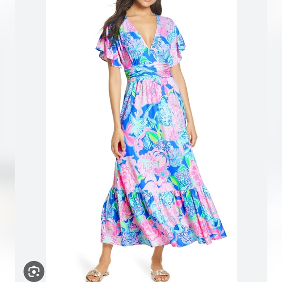 Lilly Pulitzer | Dresses | Lilly Pulitzer Size Large Jessi Tiered Midi Dress Peony For Your ...